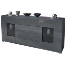 Vladon SIDEBOARD Gr&ouml;mitz Grau Hochglanz