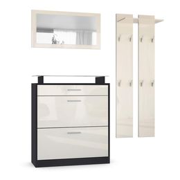 Vladon GARDEROBE Loret Front in Creme Hochglanz
