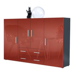 Vladon HIGHBOARD Nora T&uuml;ren in Bordeaux Hochglanz