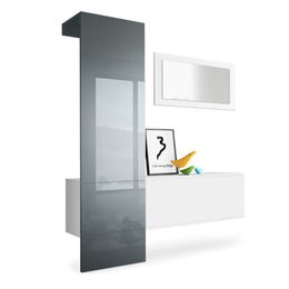 Vladon GARDEROBE Carlton Paneel in Grau Hochglanz