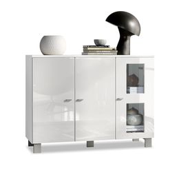 Vladon SIDEBOARD Denjo T&uuml;r in Wei&szlig; Hochglanz