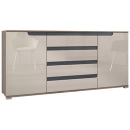 Vladon SIDEBOARD Sylt Sandgrau Hochglanz / Anthrazit matt