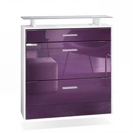 Vladon SCHUHSCHRANK Malea Front in Brombeer Hochglanz
