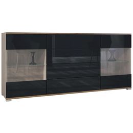 Vladon SIDEBOARD Bari Schwarz Hochglanz