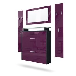 Vladon GARDEROBE Malea Front in Brombeer Hochglanz