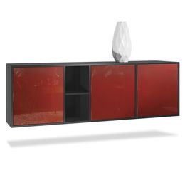 Vladon SIDEBOARD Cuba T&uuml;ren in Bordeaux Hochglanz