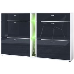 Vladon SCHUHSCHRANK Today Fronten in Schwarz Hochglanz