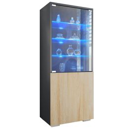 Vladon VITRINE Granada Eiche s&auml;gerau