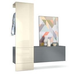 Vladon GARDEROBE Carlton Paneel in Creme Hochglanz