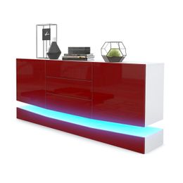 Vladon SIDEBOARD City Fronten in Bordeaux Hochglanz