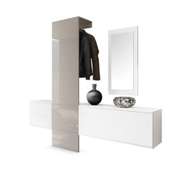 Vladon GARDEROBE Carlton Paneel in Sandgrau Hochglanz