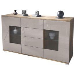 Vladon SIDEBOARD Gr&ouml;mitz Sandgrau Hochglanz