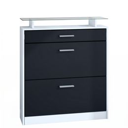 Vladon SCHUHSCHRANK Loret Front in Schwarz matt