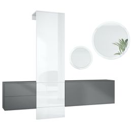 Vladon GARDEROBE Carlton Dual Wei&szlig; Hochglanz
