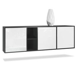 Vladon SIDEBOARD Cuba T&uuml;ren in Wei&szlig; Hochglanz