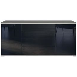 Vladon SIDEBOARD Faro Schwarz Hochglanz
