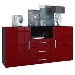 Vladon SIDEBOARD Skadu Front in Bordeaux Hochglanz