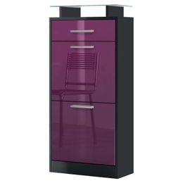 Vladon SCHUHSCHRANK Loret Front in Brombeer Hochglanz