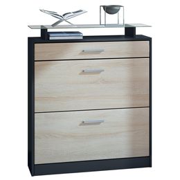 Vladon SCHUHSCHRANK Loret Front in Eiche s&auml;gerau