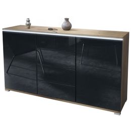 Vladon SIDEBOARD Faro Schwarz Hochglanz