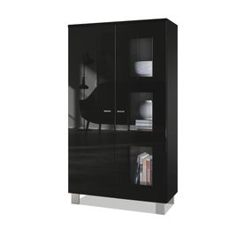 Vladon VITRINE Denjo T&uuml;r in Schwarz Hochglanz