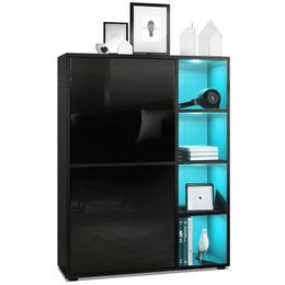Vladon HIGHBOARD Cuba T&uuml;ren in Schwarz Hochglanz