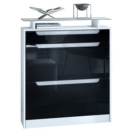 Vladon SCHUHSCHRANK Fiesta Schwarz Hochglanz / Wei&szlig; Hochglanz