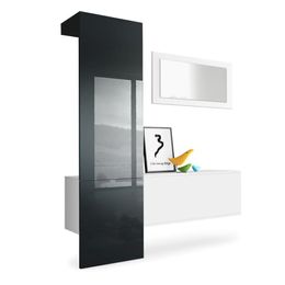 Vladon GARDEROBE Carlton Paneel in Schwarz Hochglanz