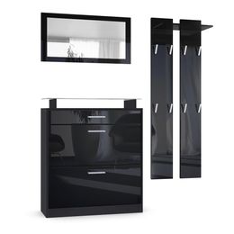 Vladon GARDEROBE Loret Front in Schwarz Hochglanz