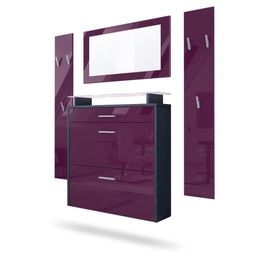 Vladon GARDEROBE Malea Fronten in Brombeer Hochglanz