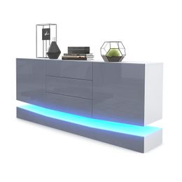 Vladon SIDEBOARD City Fronten in Grau Hochglanz