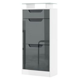 Vladon SCHUHSCHRANK Fiesta Grau Hochglanz / Schwarz Hochglanz