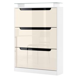 Vladon SCHUHSCHRANK Space Creme Hochglanz / Schwarz Hochglanz