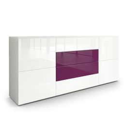 Vladon SIDEBOARD Rova Wei&szlig; Hochglanz / Brombeer Hochglanz