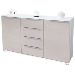 Vladon SIDEBOARD Linio Sandgrau Hochglanz