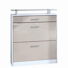 Vladon SCHUHSCHRANK Loret Front in Sandgrau Hochglanz