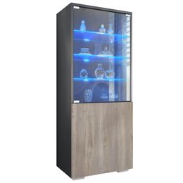 Vladon VITRINE Granada Eiche Nordic