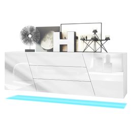 Vladon SIDEBOARD Houston Wei&szlig; Hochglanz