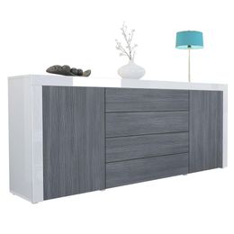 Vladon SIDEBOARD La Paz Avola-Anthrazit / Wei&szlig; Hochglanz