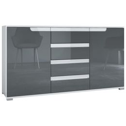 Vladon SIDEBOARD Sylt Grau Hochglanz / Wei&szlig; Hochglanz