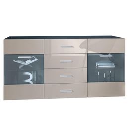 Vladon SIDEBOARD Carlos Sandgrau Hochglanz