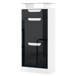 Vladon SCHUHSCHRANK Fiesta Schwarz Hochglanz / Wei&szlig; Hochglanz