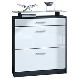 Vladon SCHUHSCHRANK Loret Front in Wei&szlig; Hochglanz