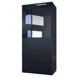 Vladon VITRINE Movie Absetzungen in Schwarz Hochglanz