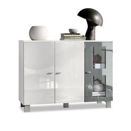 Vladon SIDEBOARD Denjo T&uuml;r in Grau Hochglanz