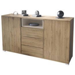 Vladon SIDEBOARD Skadu Sandgrau Hochglanz