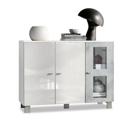Vladon SIDEBOARD Denjo T&uuml;r in Beton Oxid Optik
