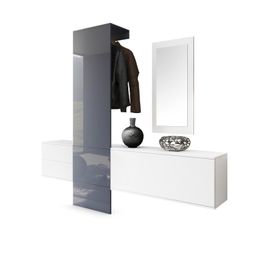 Vladon GARDEROBE Carlton Paneel in Grau Hochglanz