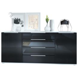Vladon SIDEBOARD Porto Schwarz Hochglanz