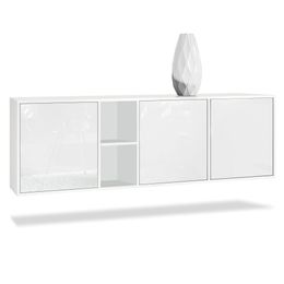 Vladon SIDEBOARD Cuba T&uuml;ren in Wei&szlig; Hochglanz